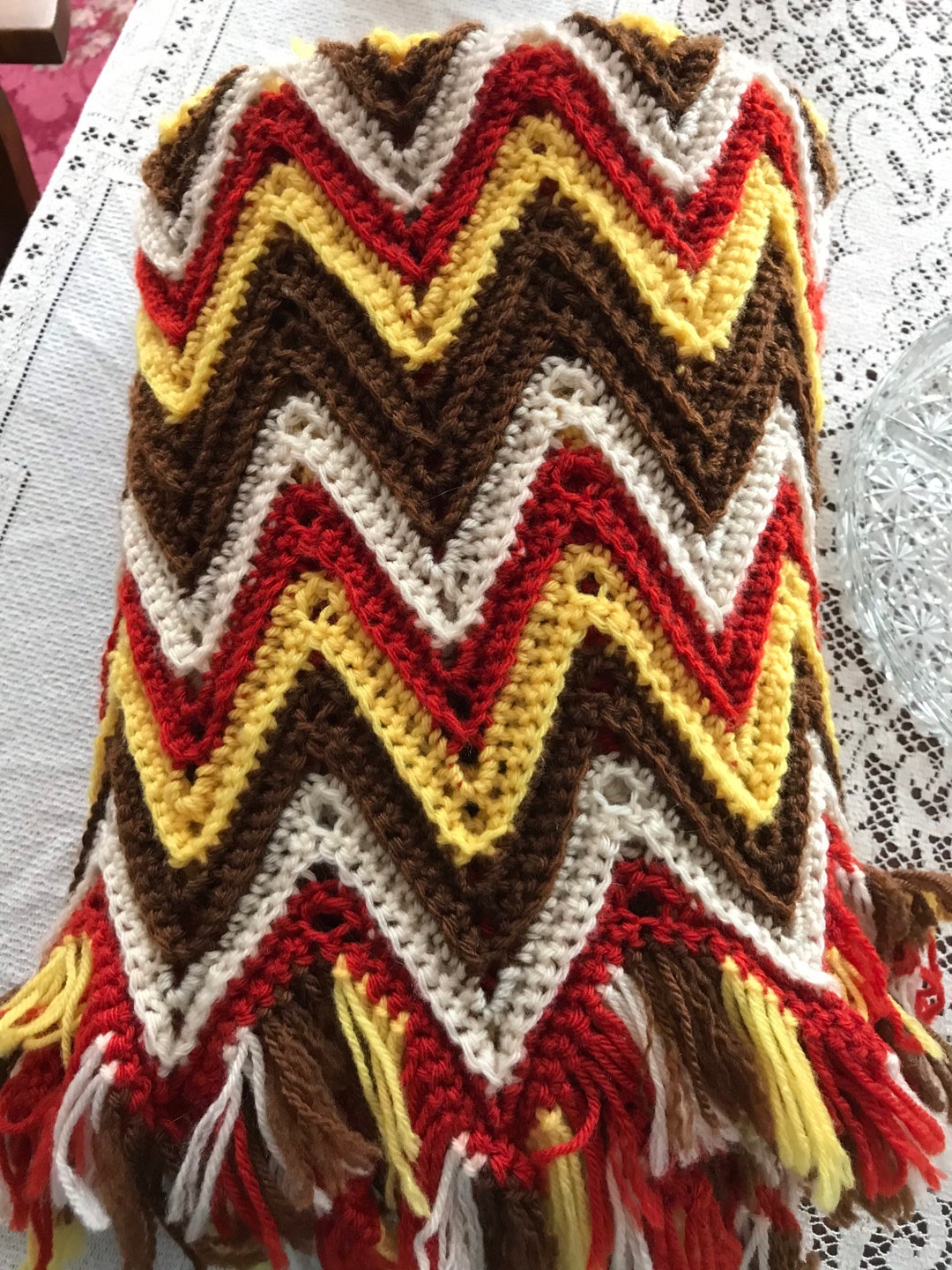 Afghan Orange Yellow Brown Fall Colours Pretty and Soft 35x 52 - Etsy