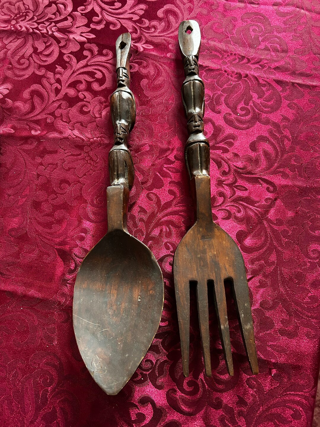 MCM Oversized Tiki Totem Wooden Fork and Spoon Kitchen Wall Decor 21 - Etsy