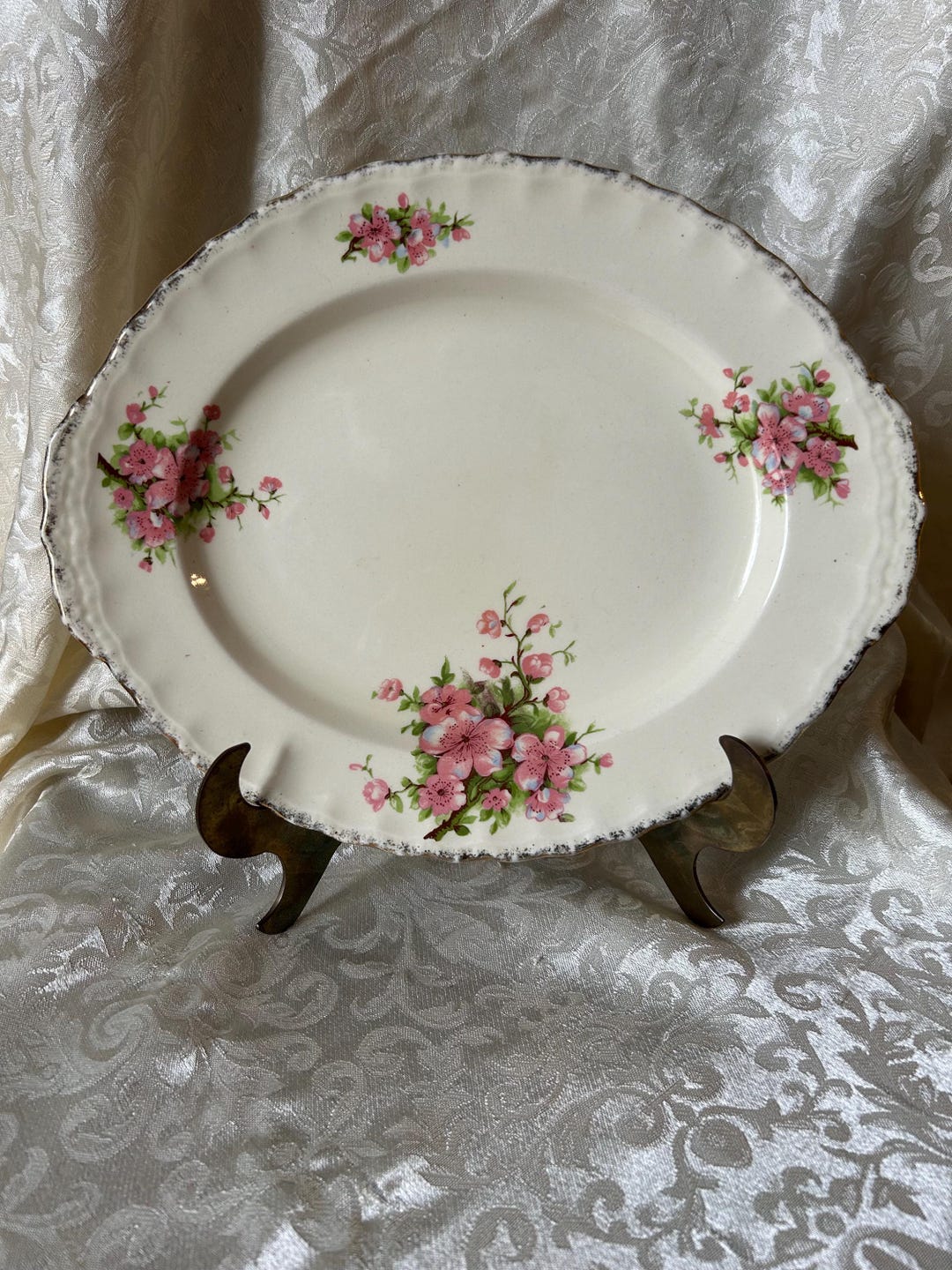Grindley England Cream Petal Vintage Oval Serving Platter in a "peach ...
