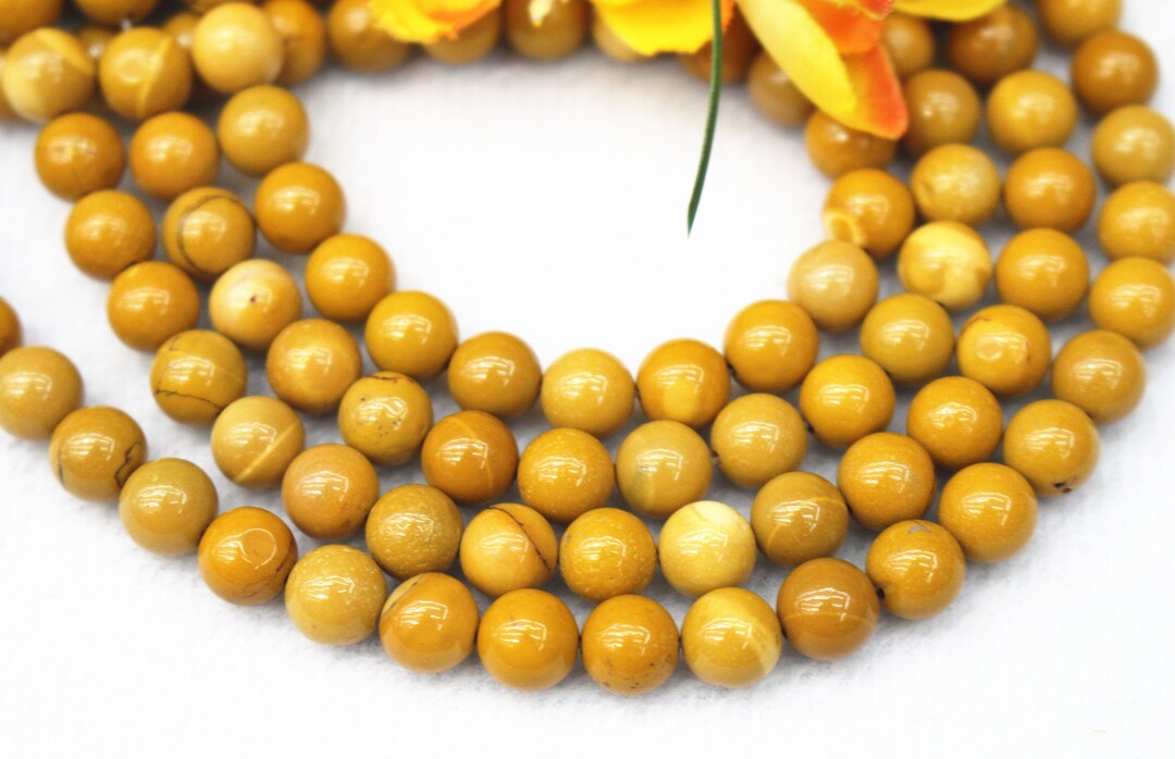 Natural Yellow Mookaite Jasper Smooth Round Beads 4mm 6mm 8mm 10mm 12mm ...