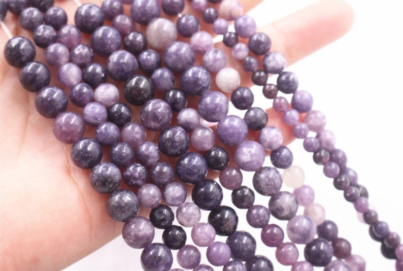 Natural Purple Lepidolite Smooth Round Beads 4mm 6mm 8mm 10mm - Etsy