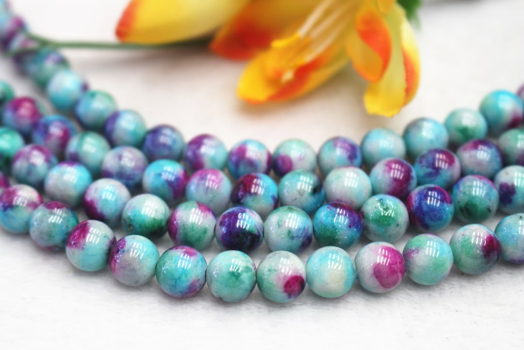 Rainbow Stone Jade Smooth Round Beads 4mm 6mm 8mm 10mm 12mm Rainbow ...
