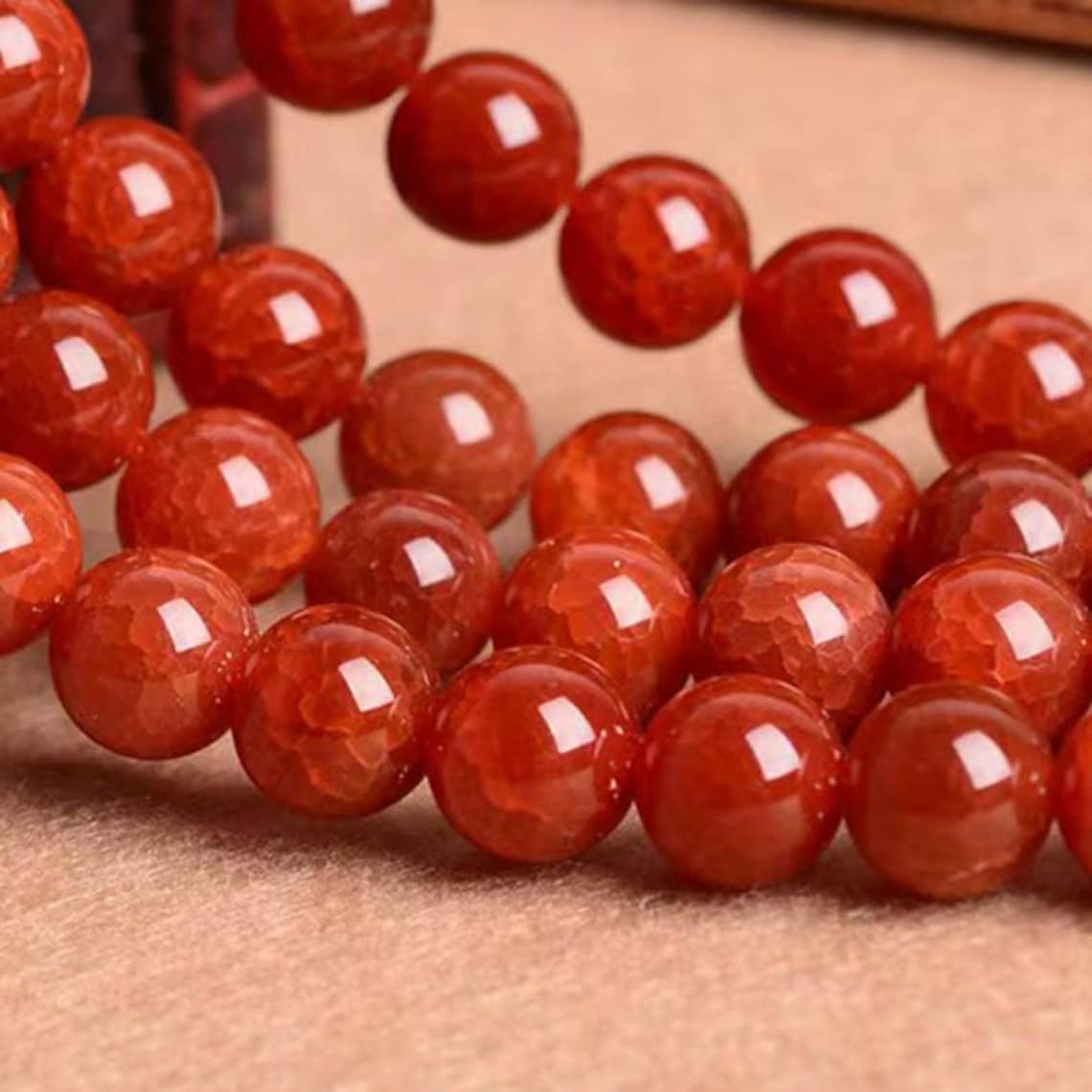 Natural Red Fire Agate Beads,smooth Round Gemstone Beads for Jewelry ...