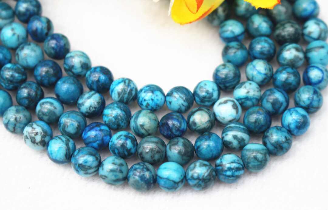 Natural Blue Jasper Smooth Round Beads 4mm 6mm 8mm 10mm 12mm Blue ...