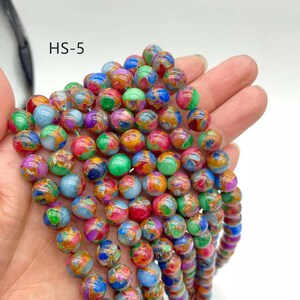 Natural Mosaic Quartz Gemstone Smooth Round Beads 6mm 8mm 10mm ...