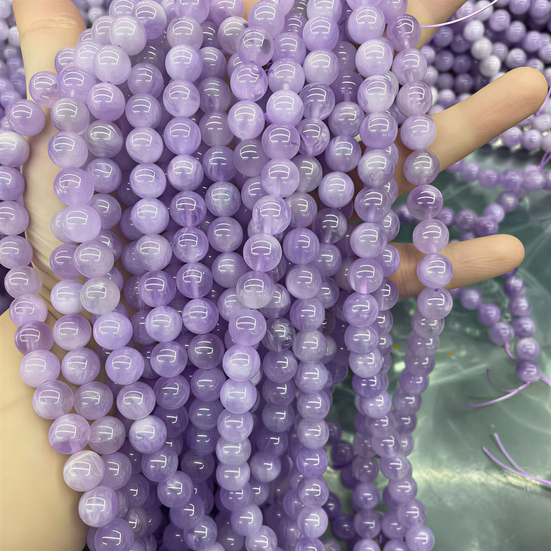 Natural Lavender Amethyst Smooth Round Beads Amethyst Jade Beads ...