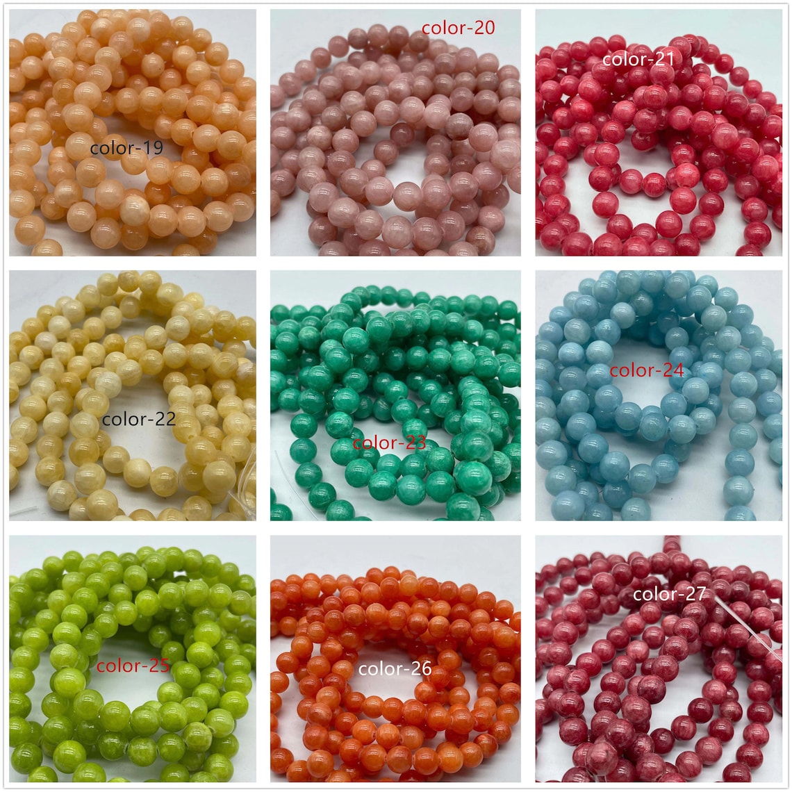 Multicolor Jade Smooth Round Beads 6mm 8mm 10mm 12mm Green Blue Jade ...