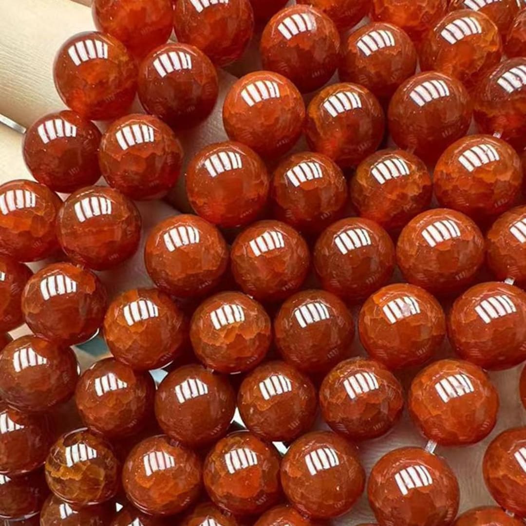 Natural Red Fire Agate Beads,smooth Round Gemstone Beads for Jewelry ...