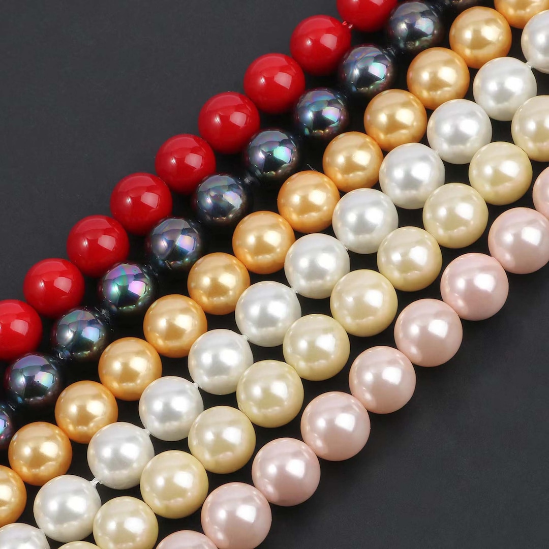 South Sea Shell Pearls Smooth Round Beads 6mm 12mm Pink,red,green ...