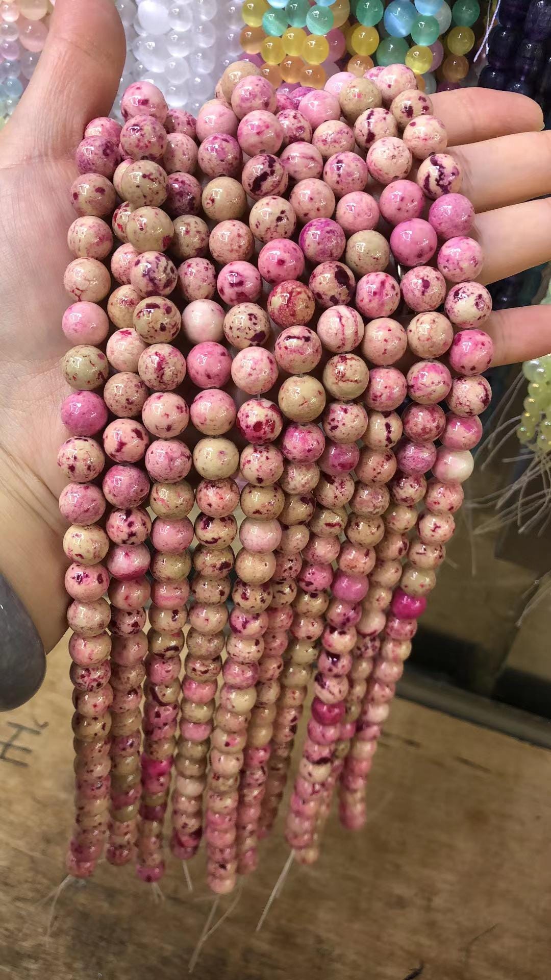 Pink Fossil Smooth Round Beads Pink Gemstone Beads Supply 15" Strand ...