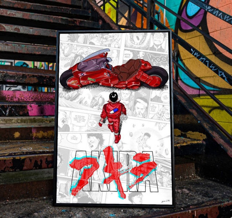 Akira Hand-drawn Art Canvas, Framed Canvas, Poster, Anime/manga Themed ...