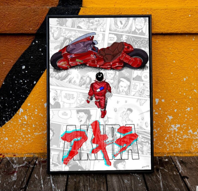 Akira Hand-drawn Art Canvas, Framed Canvas, Poster, Anime/manga Themed ...