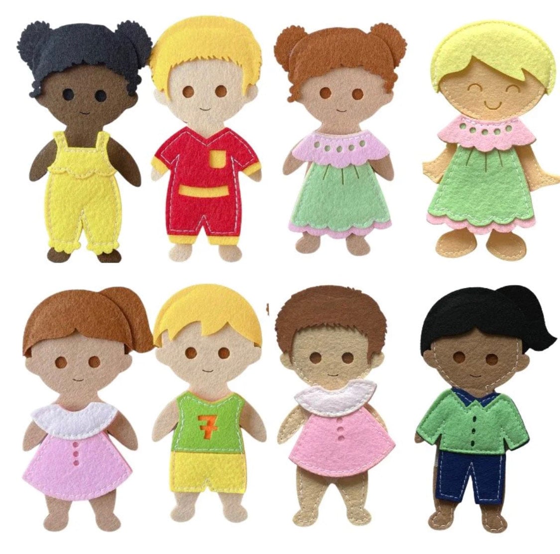 Personalized Felt Doll in 3 Skin Tones & 12 Hairstyles, Custom Felt ...