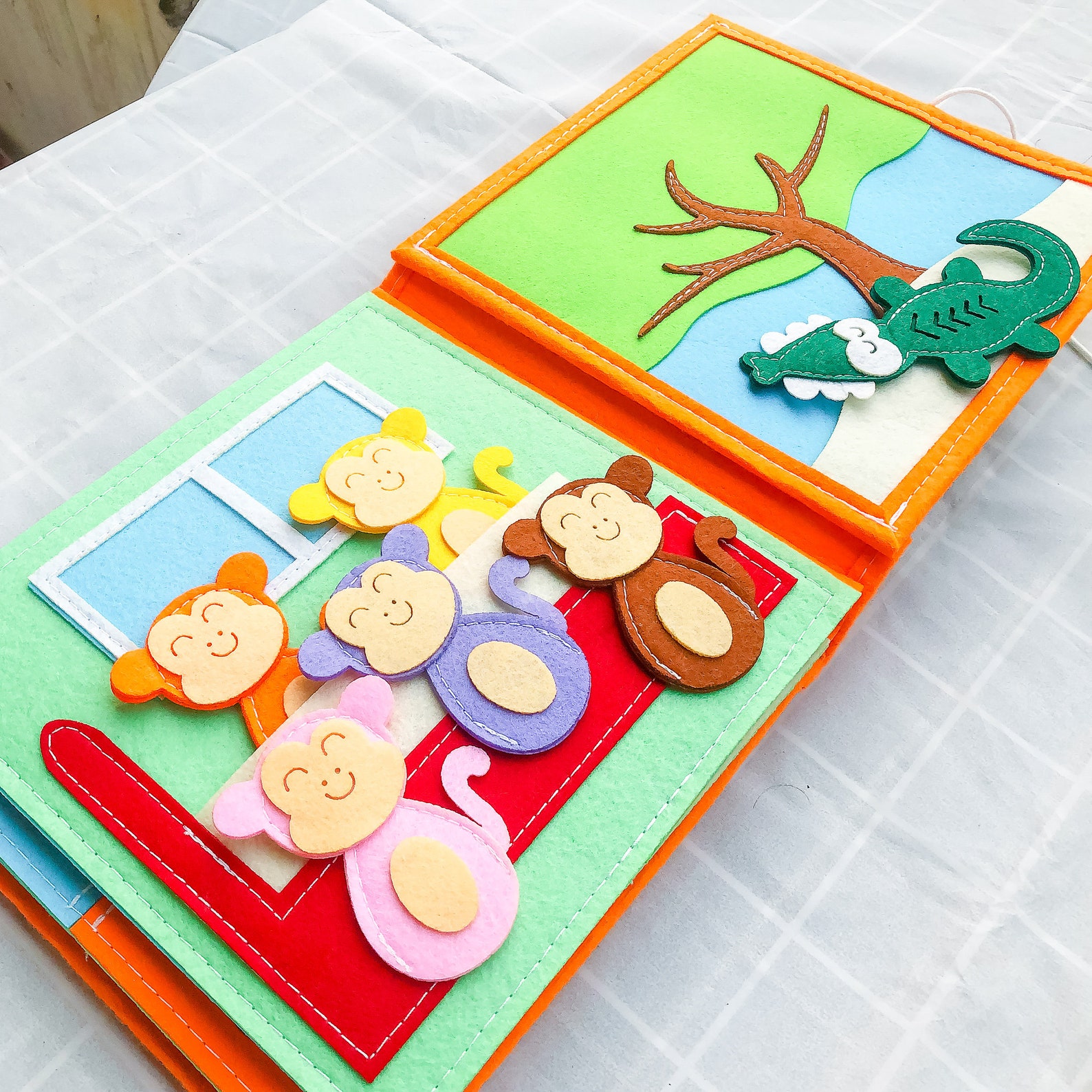 Custom Nursery Rhymes Quiet Book With Finger Puppet Set, Five Little ...