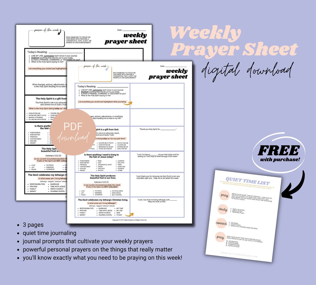 Prayer Sheet | PDF Journal Sheet | Printable Prayer Sheet | Quiet Time ...