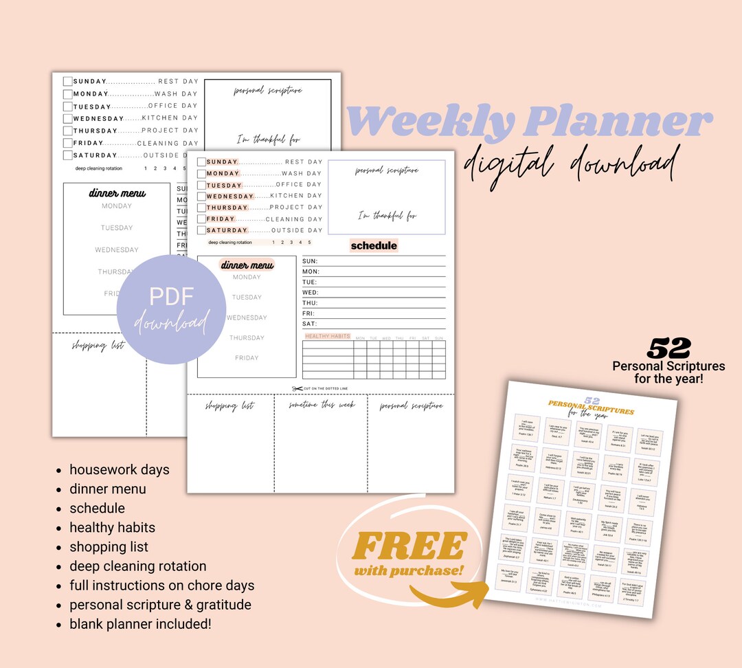 Weekly Planner Sheet | PDF Weekly Planner | Printable Planner Sheet ...