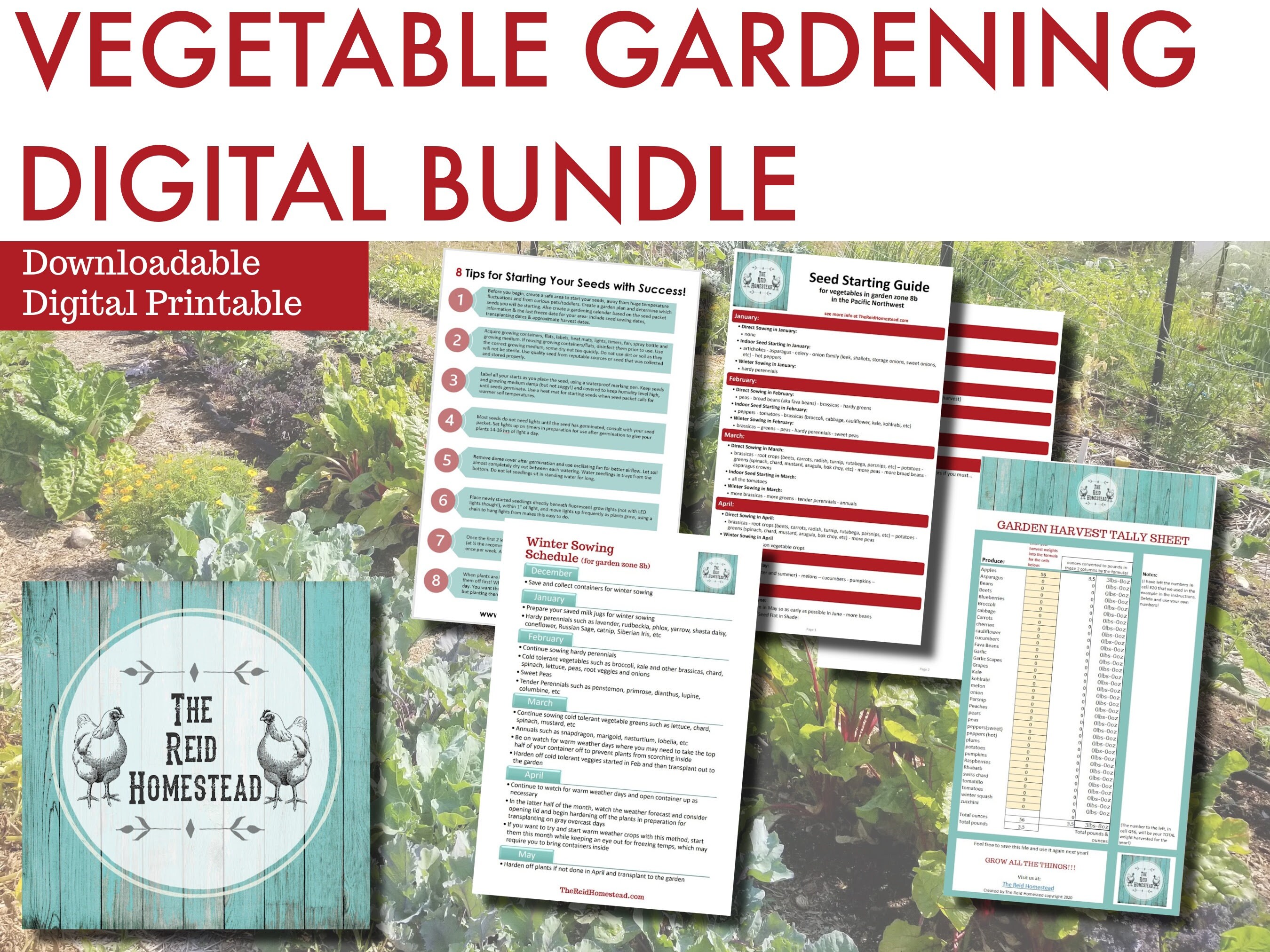 Vegetable Gardening Printable Bundle | Tips and Calendar for Starting ...