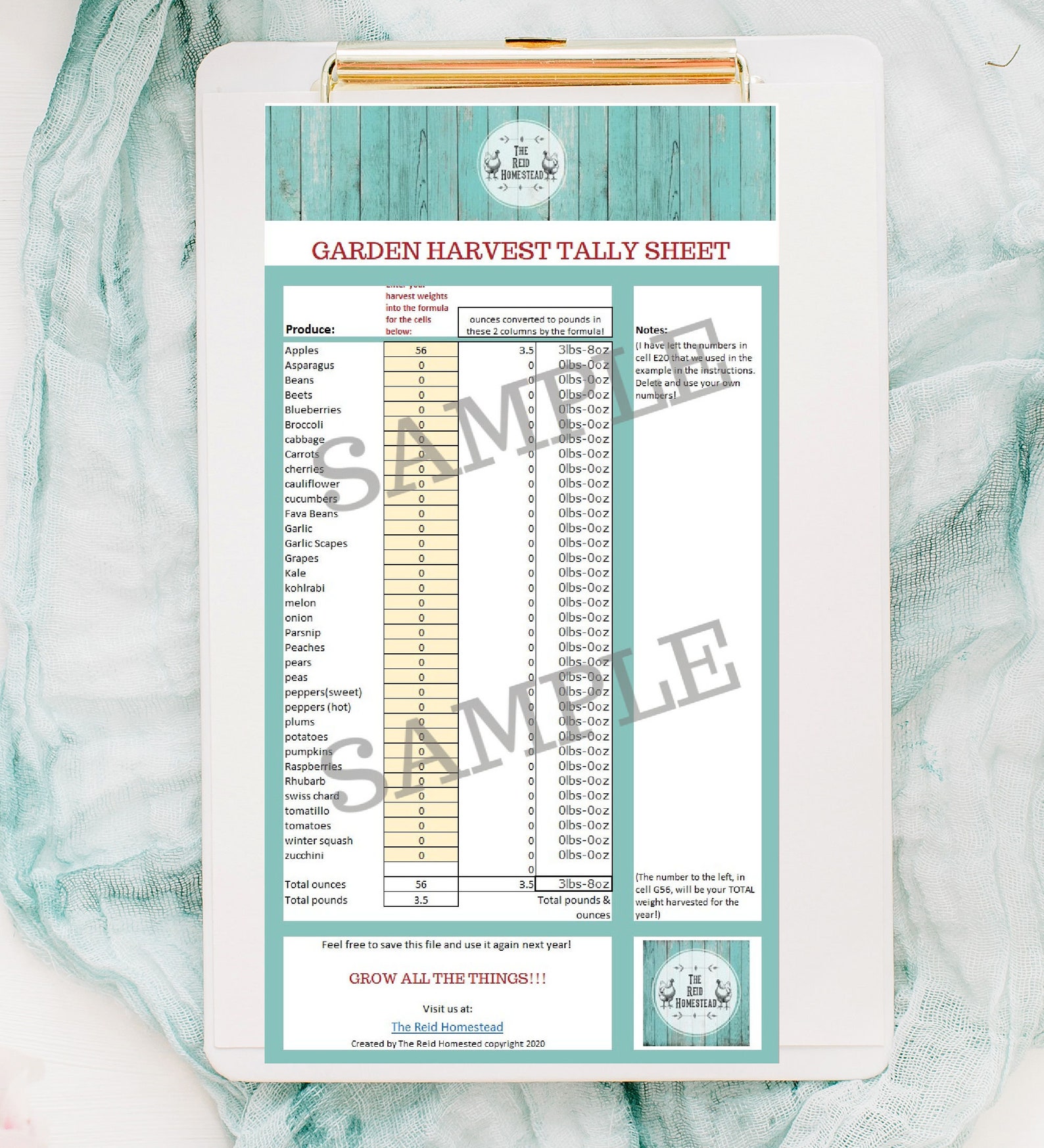Garden Harvest Tracker Spreadsheet | Vegetable Gardening Log | Tally ...