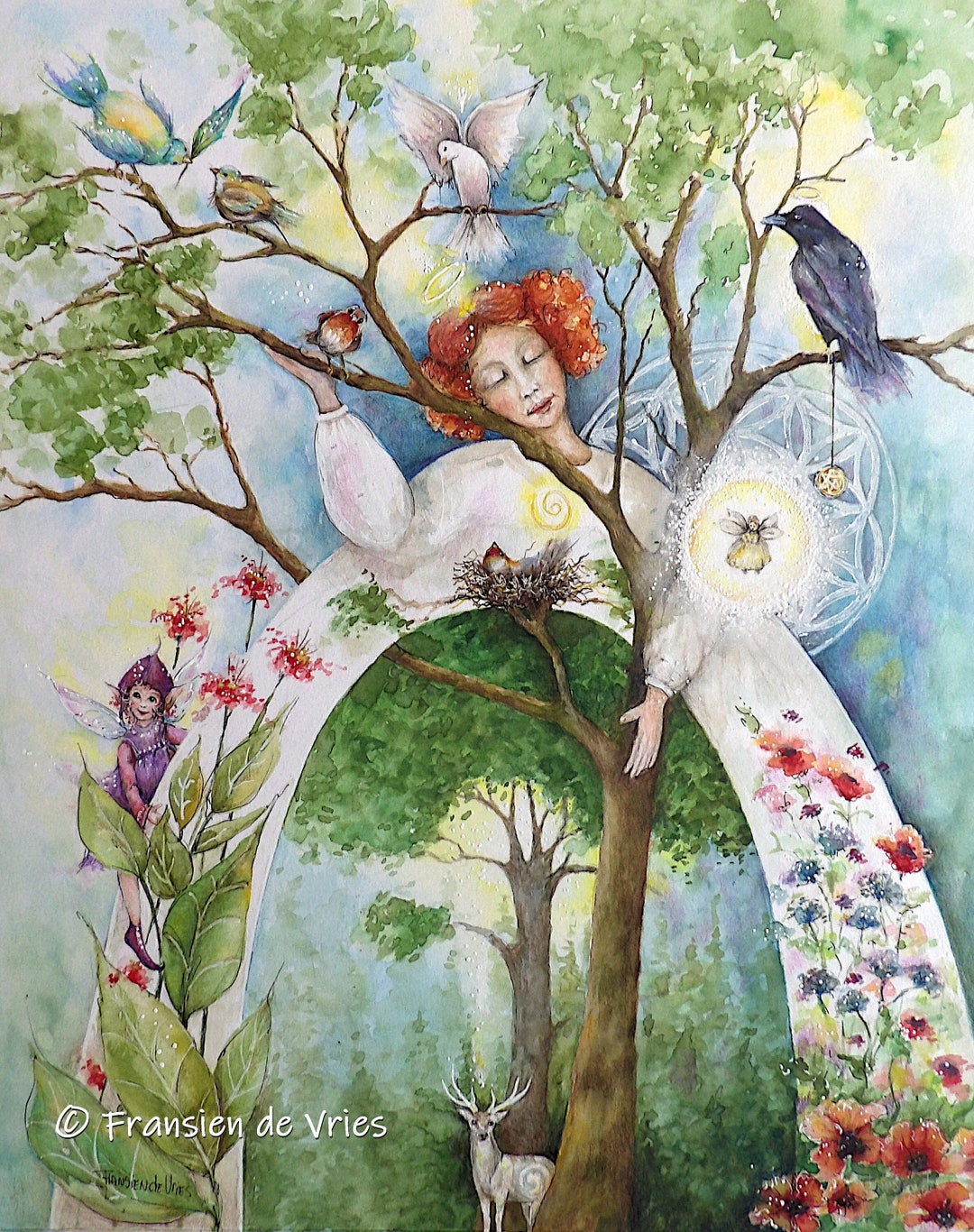 Art print Bosnimf spiritueel schilderij in 2 maten - Etsy Nederland