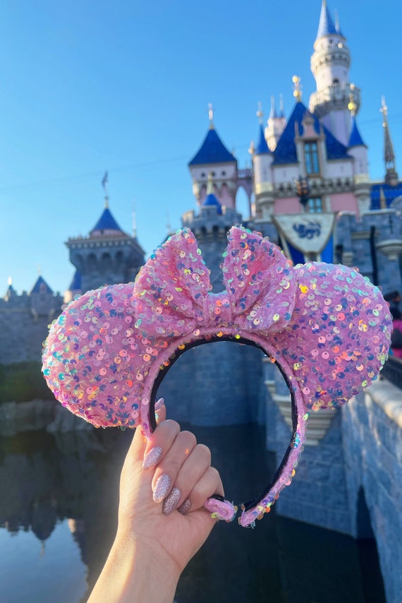 Pink Iridescent Sequin Mouse Ears Velvet Mouse Ears Mickey - Etsy