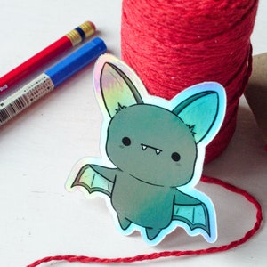 Boba Bat Holographic Sticker Holo Die-cut Cute Sticker for - Etsy