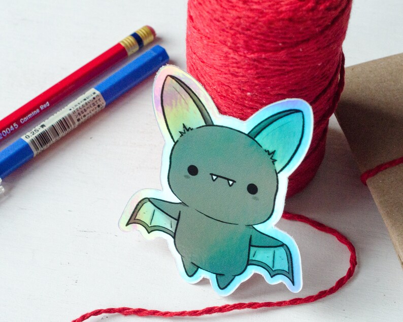 Boba Bat Holographic Sticker Holo Die-cut Cute Sticker for - Etsy