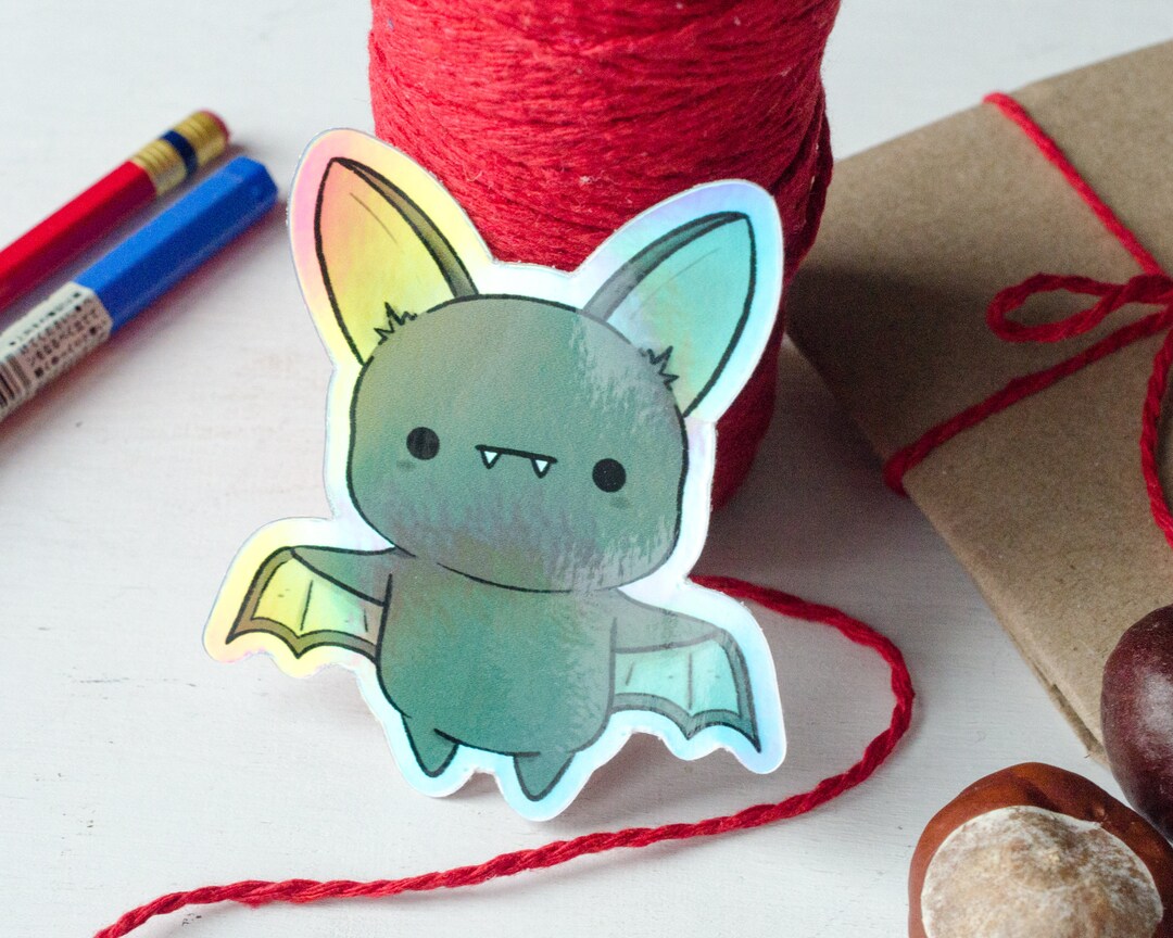 Boba Bat Holographic Sticker Holo Die-cut Cute Sticker for - Etsy