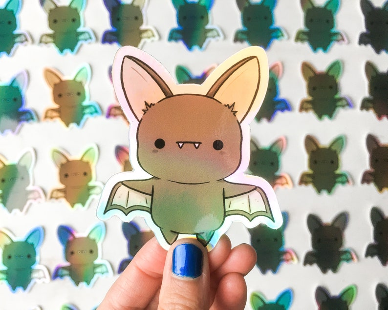 Boba Bat Holographic Sticker Holo Die-cut Cute Sticker for - Etsy