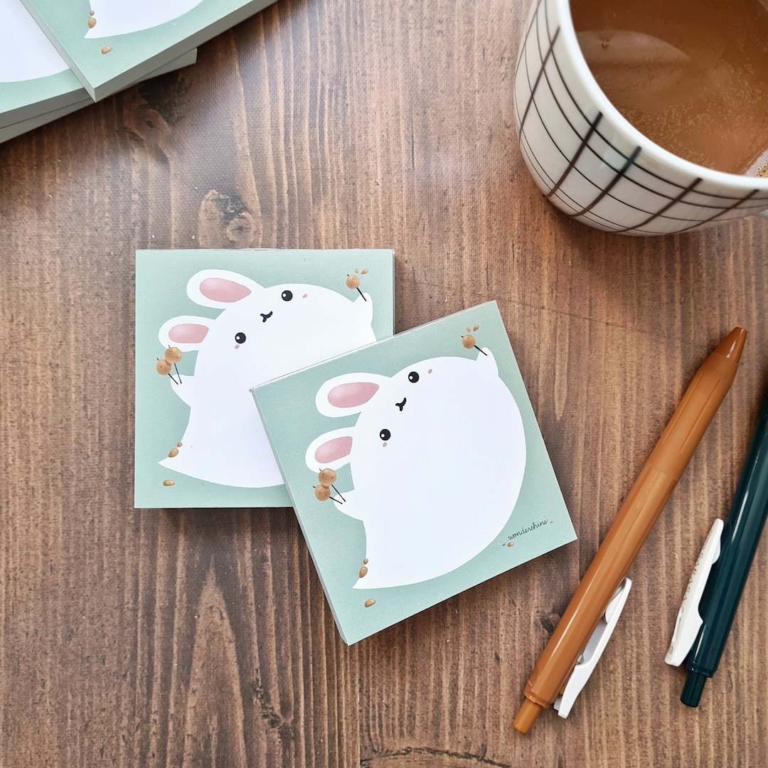 Cute Bunny Mini Notepad 3x3 Stationery Notepad Letter Paper Unlined ...