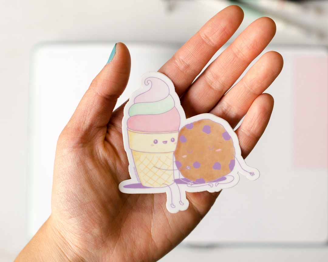 Ice Cream and Cookie Sticker Cute Pastel Vinyl Sticker for - Etsy