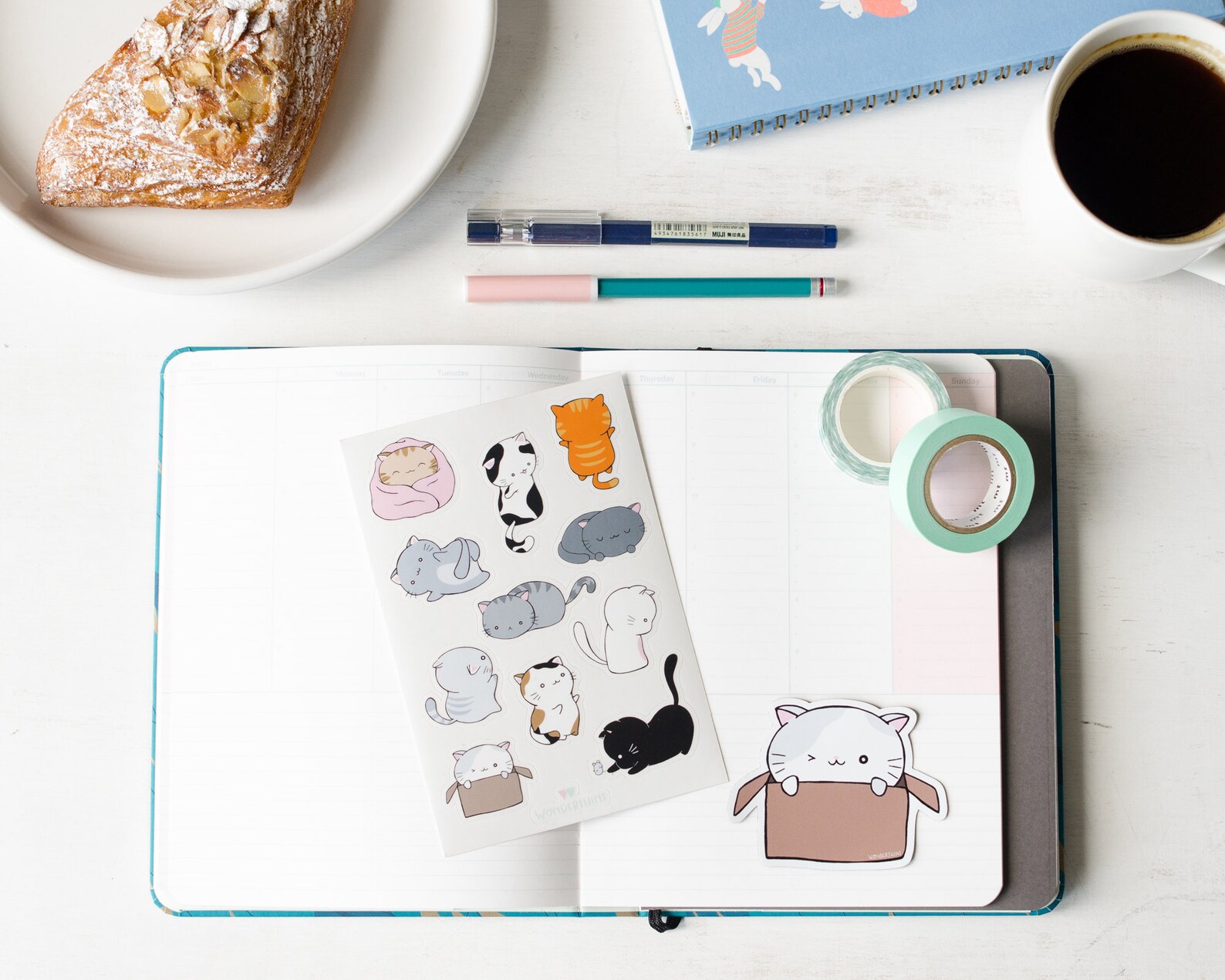 Cat Planner Stickers Cute Cat Stickers for Planner and | Etsy