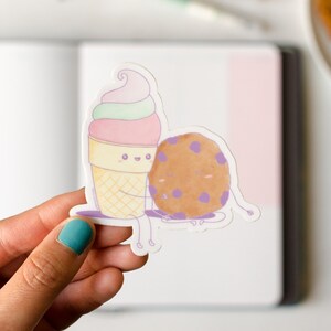 Ice Cream and Cookie Sticker Cute Pastel Vinyl Sticker for - Etsy