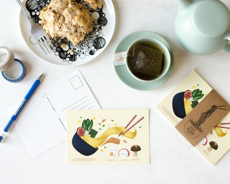 Kawaii Ramen Postcard Cute 4x6 Ramen Postcard and Mini Print - Etsy