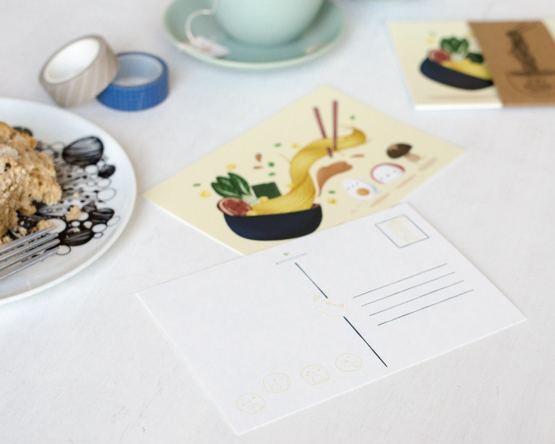 Kawaii Ramen Postcard Cute 4x6 Ramen Postcard and Mini Print - Etsy