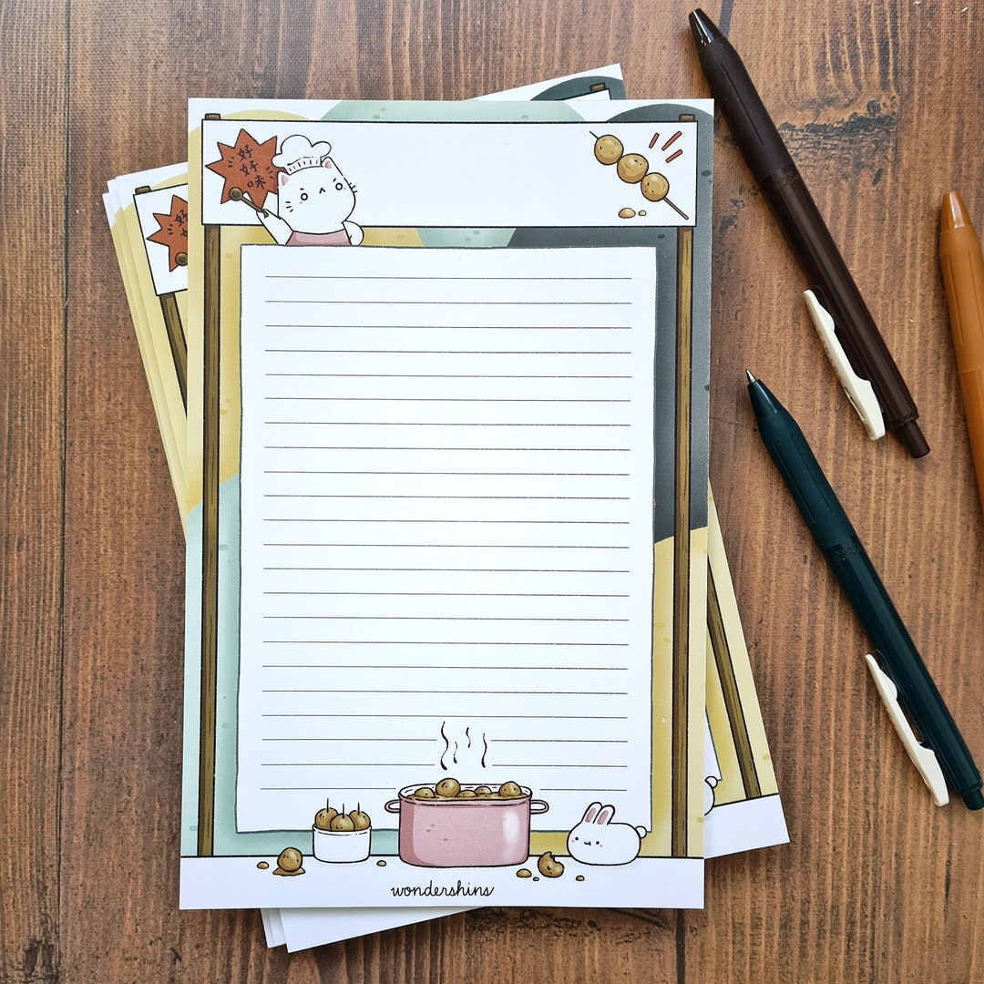Kawaii Curry Stand Cat Notepad 8x5 Stationery Notepad Letter - Etsy