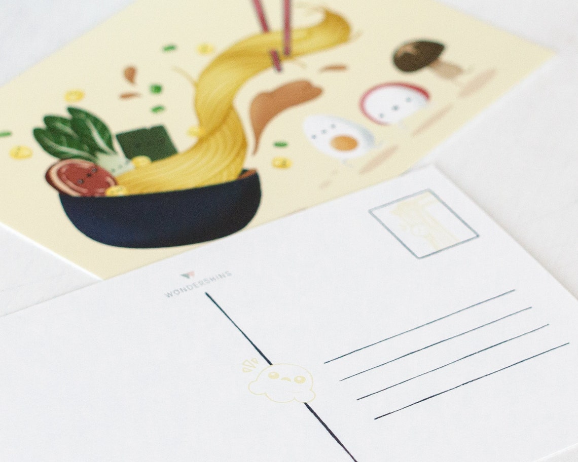 Kawaii Ramen Postcard Cute 4x6 Ramen Postcard and Mini Print - Etsy