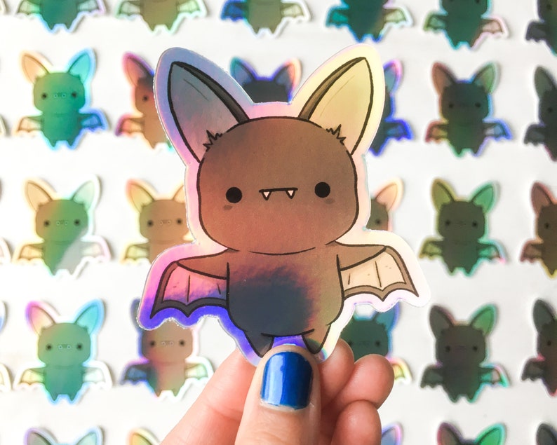 Boba Bat Holographic Sticker Holo Die-cut Cute Sticker for - Etsy