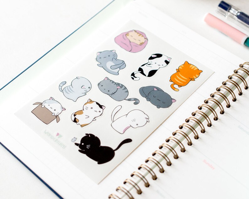 Cat Planner Stickers Cute Cat Stickers for Planner and - Etsy
