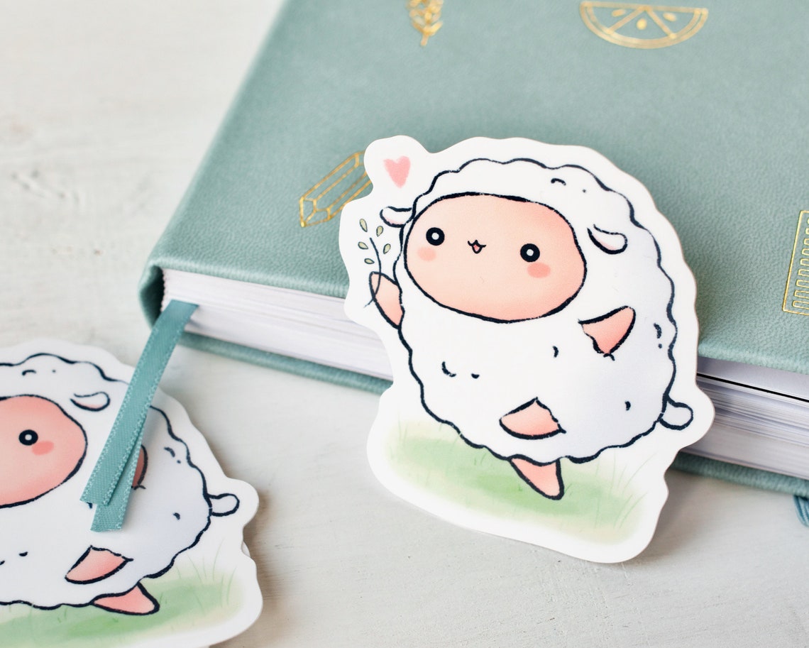 Woolly Lamb Sticker Cute Spring Lamb Sticker for Water | Etsy