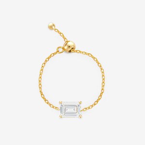 Gold Adjustable Chain Ring Minimalist One Size Slider Arthritis Ring ...