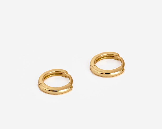 Gold Tiny Huggie Hoops, 7mm Dainty Solid Hoop Earrings, Round Small ...