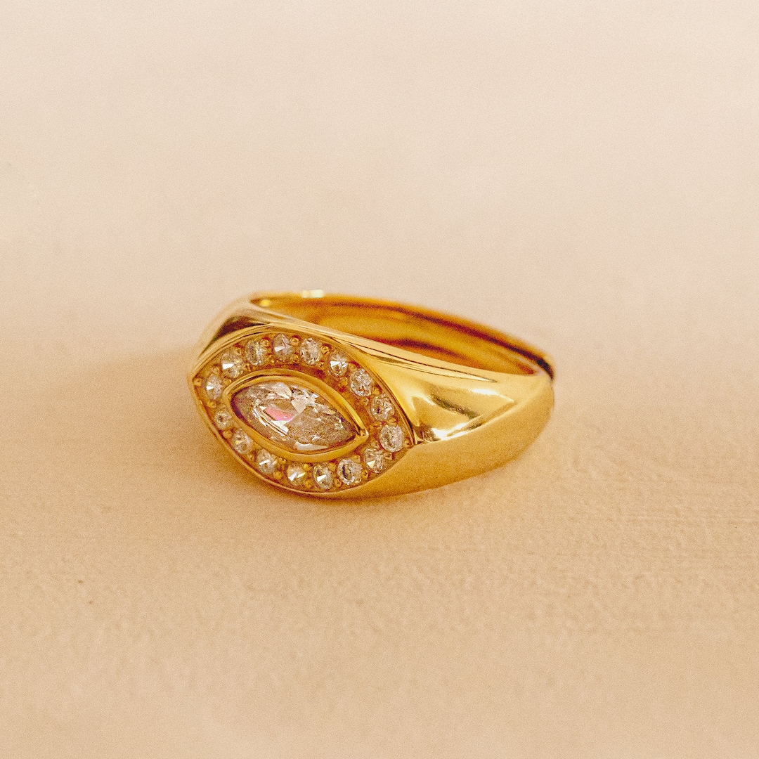 Evil Eye Signet Ring Bold Thick Ring Minimalist Pinky Ring - Etsy