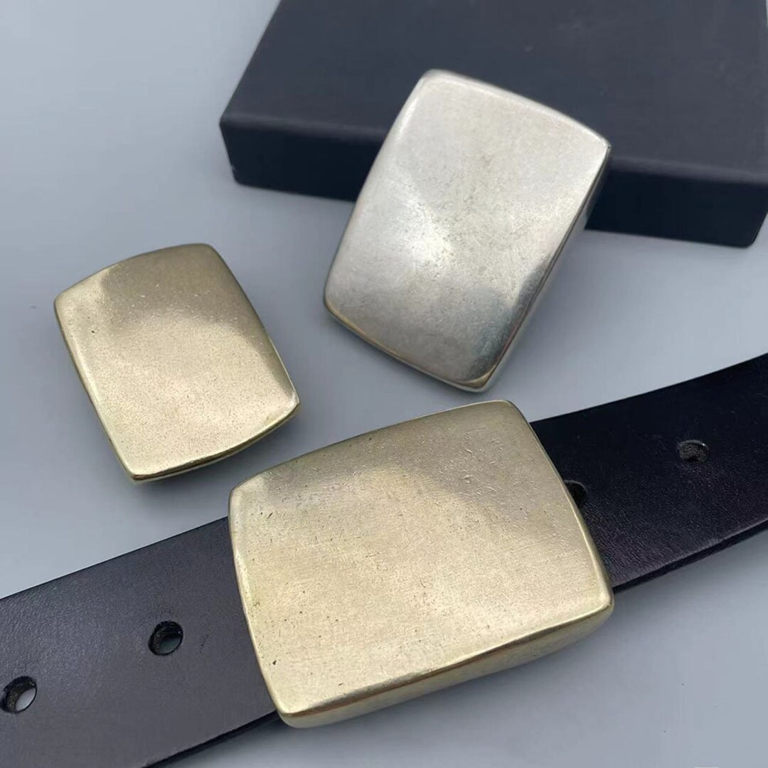 Retro Solid Brass/white Copper Simple Belt Buckle for Men Women Leather ...