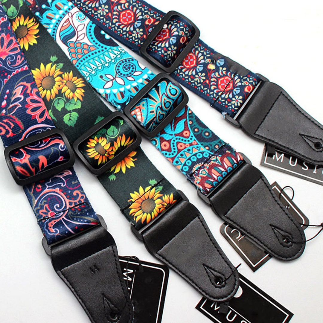 Multicolored Woven Guitar Strap National Style Artistic Electric Guitar ...