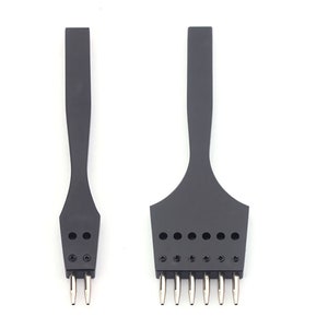 Black Leather Craft 3/4/5/6mm Spacing Round Hole Pricking Iron Chisel ...