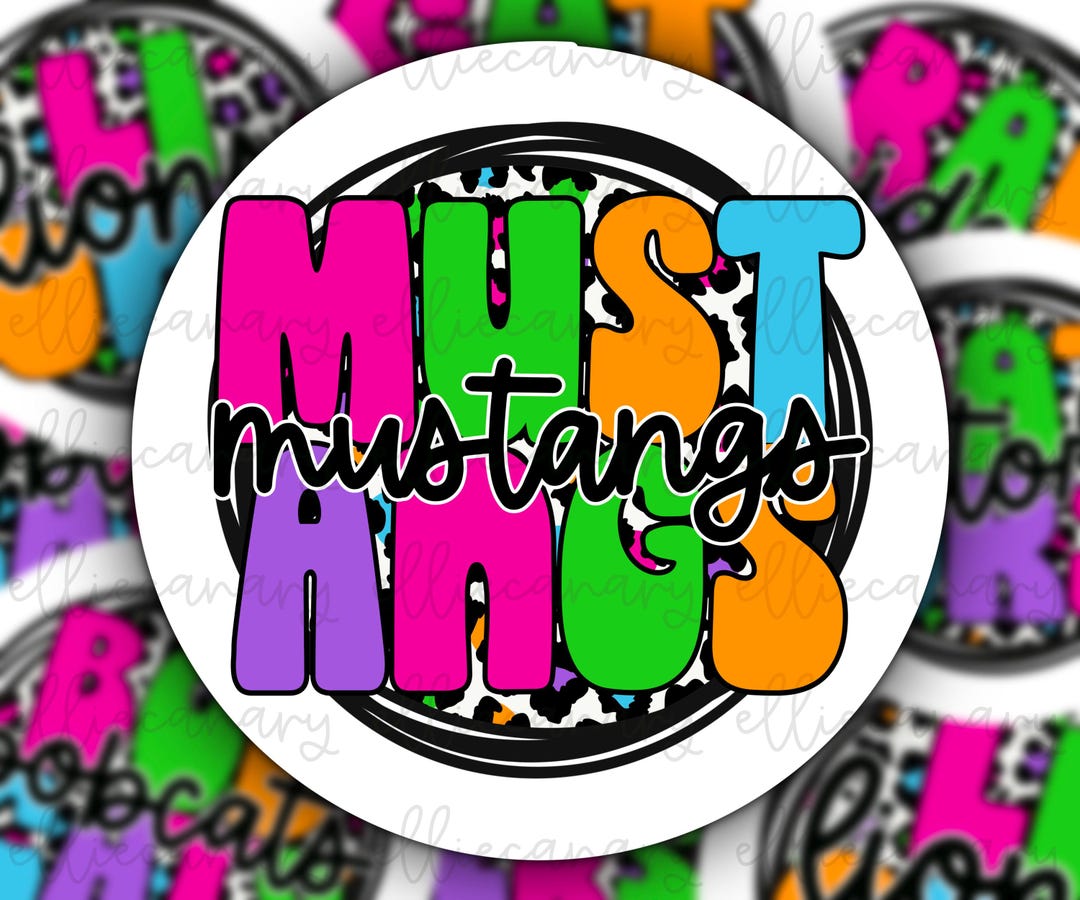 Mustangs Mascot Sticker, Weatherproof Water Resistant Glossy Vinyl ...