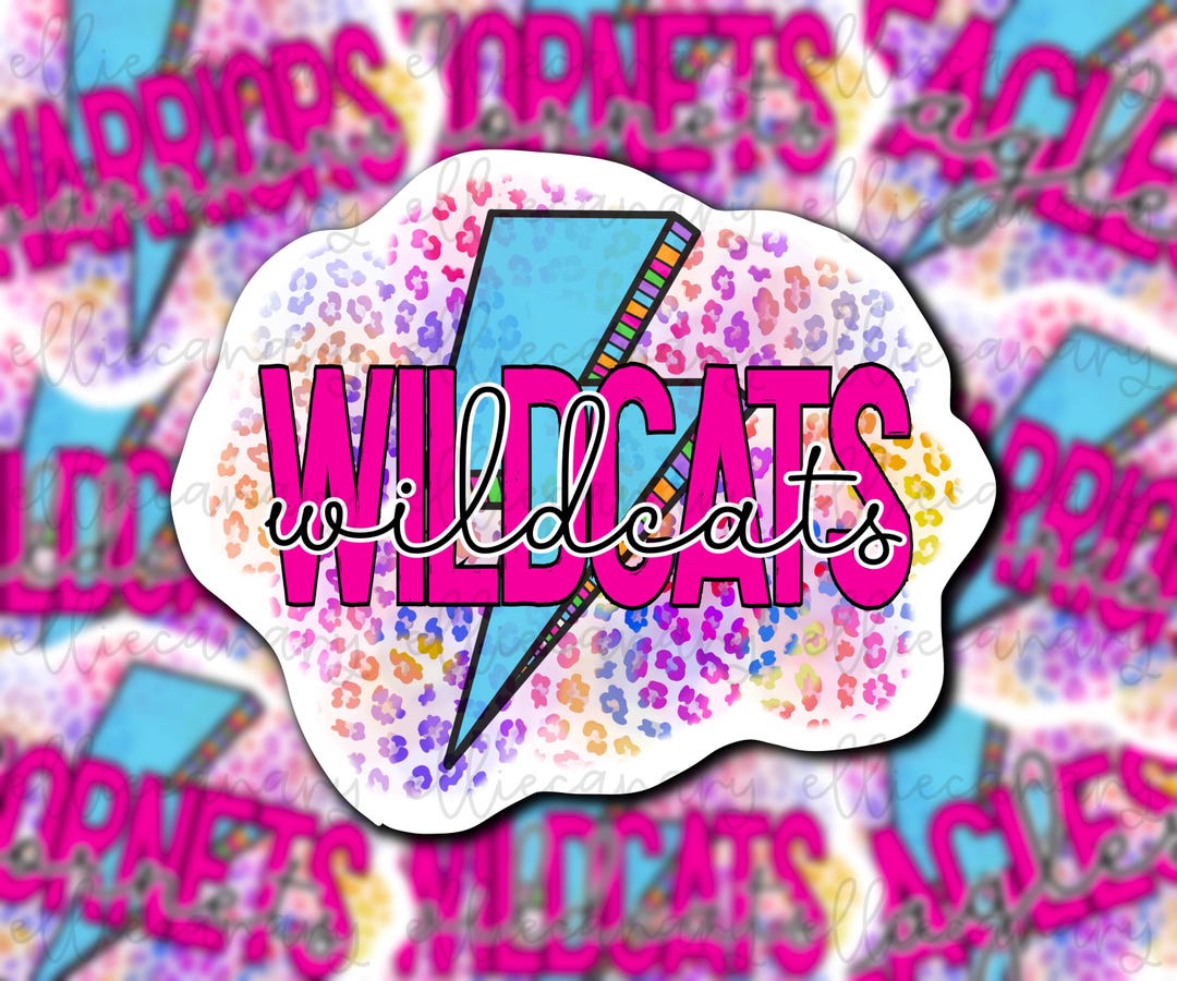 Wildcats Mascot Sticker, Weatherproof Water Resistant Vinyl Glossy ...