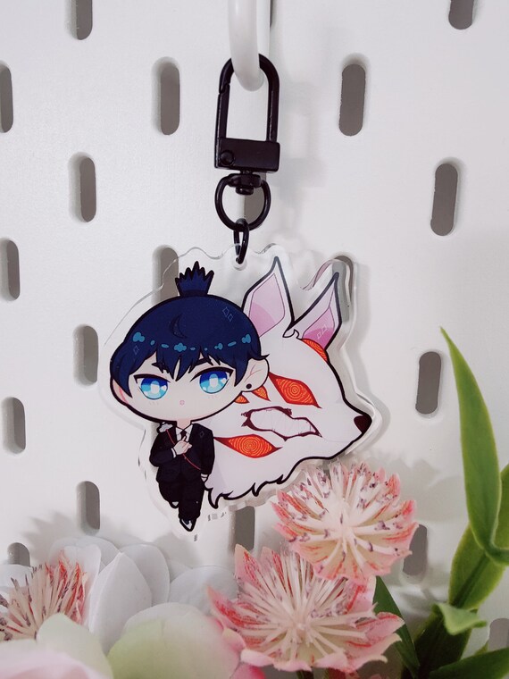 Cute 2.5 inch anime style double sided devil keychains - Gem