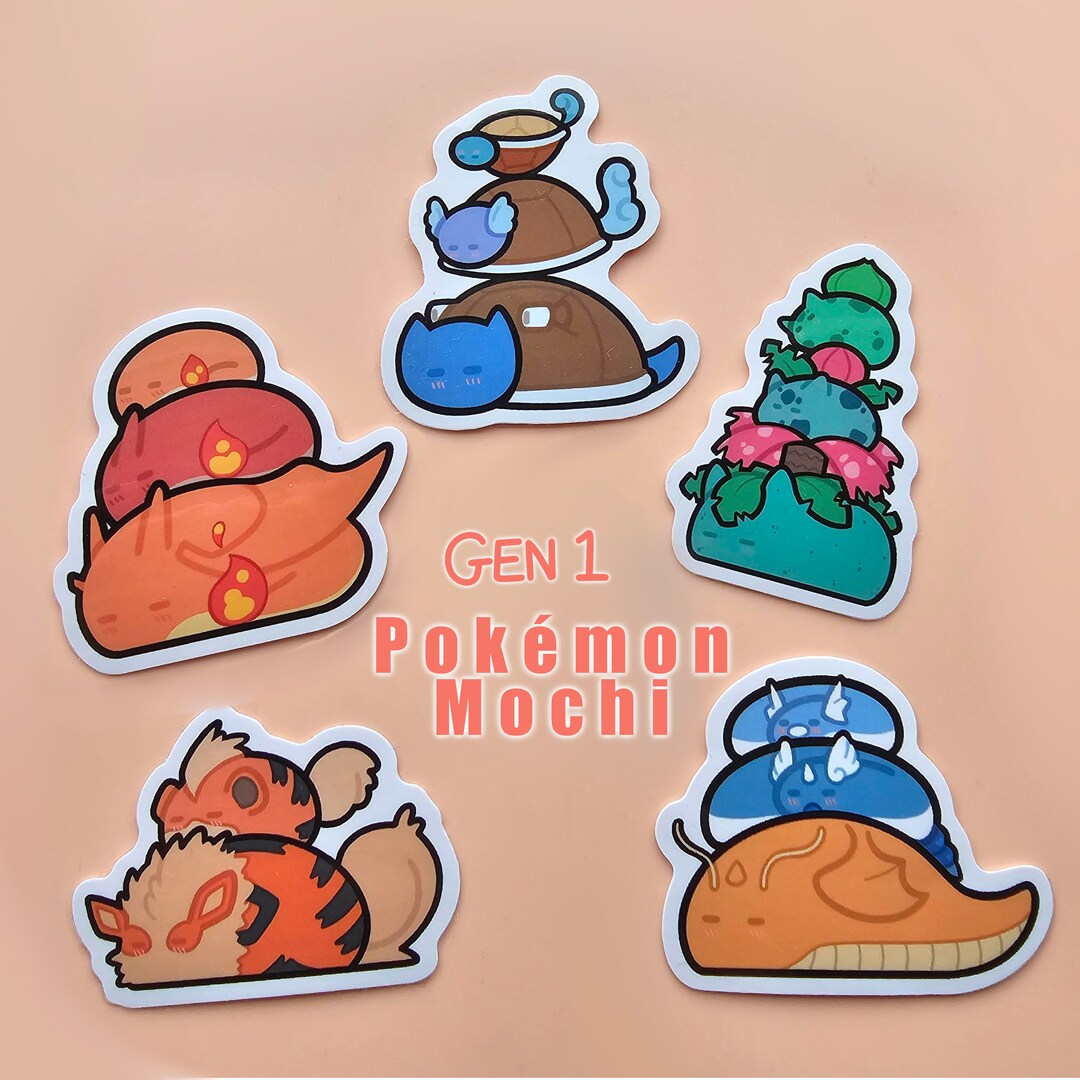 Cute 2inch Gen 1 Mochi Pokemon Die Cut Stickers; Bulbasaur/charmander ...