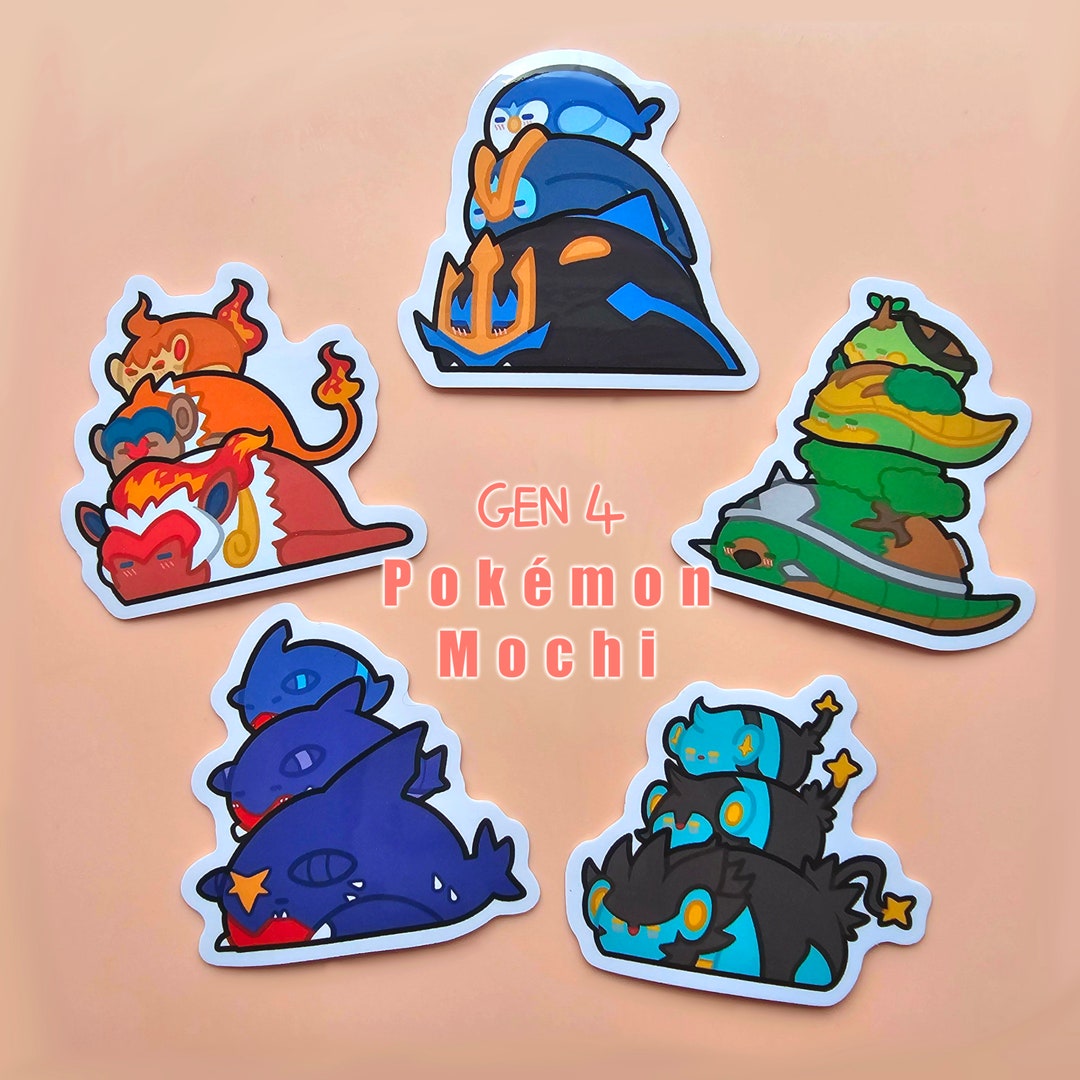 Cute 2inch Gen 4 Mochi Pokemon Die Cut Stickers; Chimchar/piplup ...